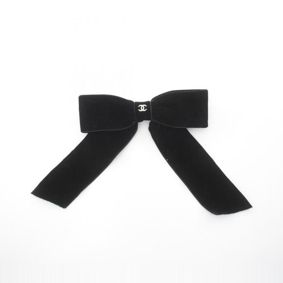 CHANEL | Accessories | Chanel Coco Mark Barrette Velour Womens Black ...